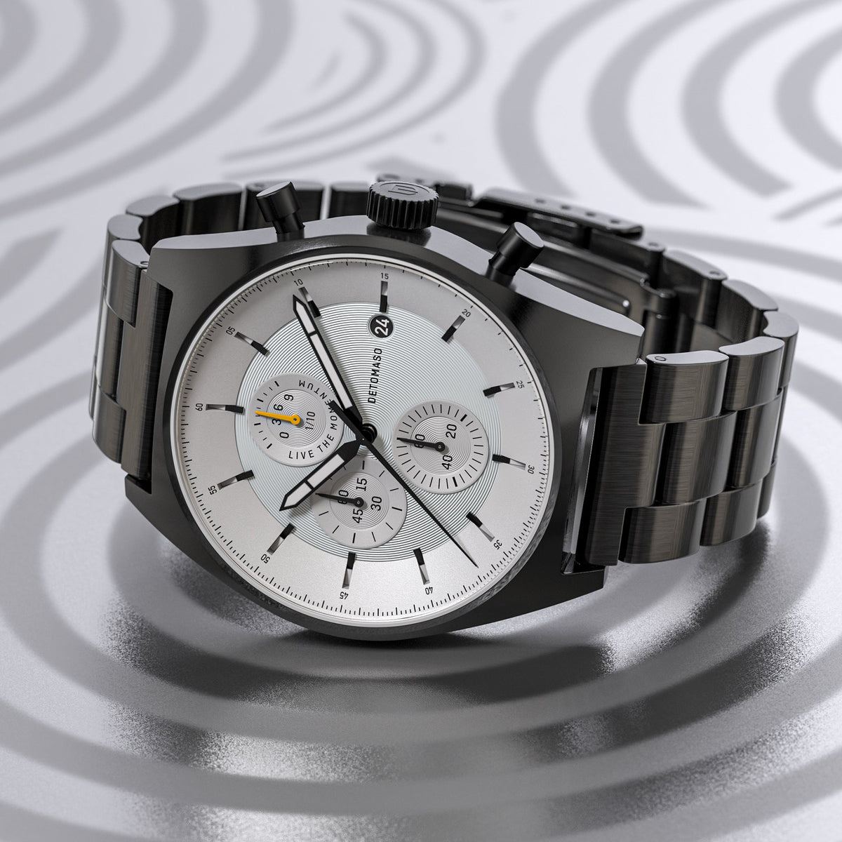 D10 CHRONO BLACK WHITE Stainless steel Black Brushed – DETOMASO Watches ...