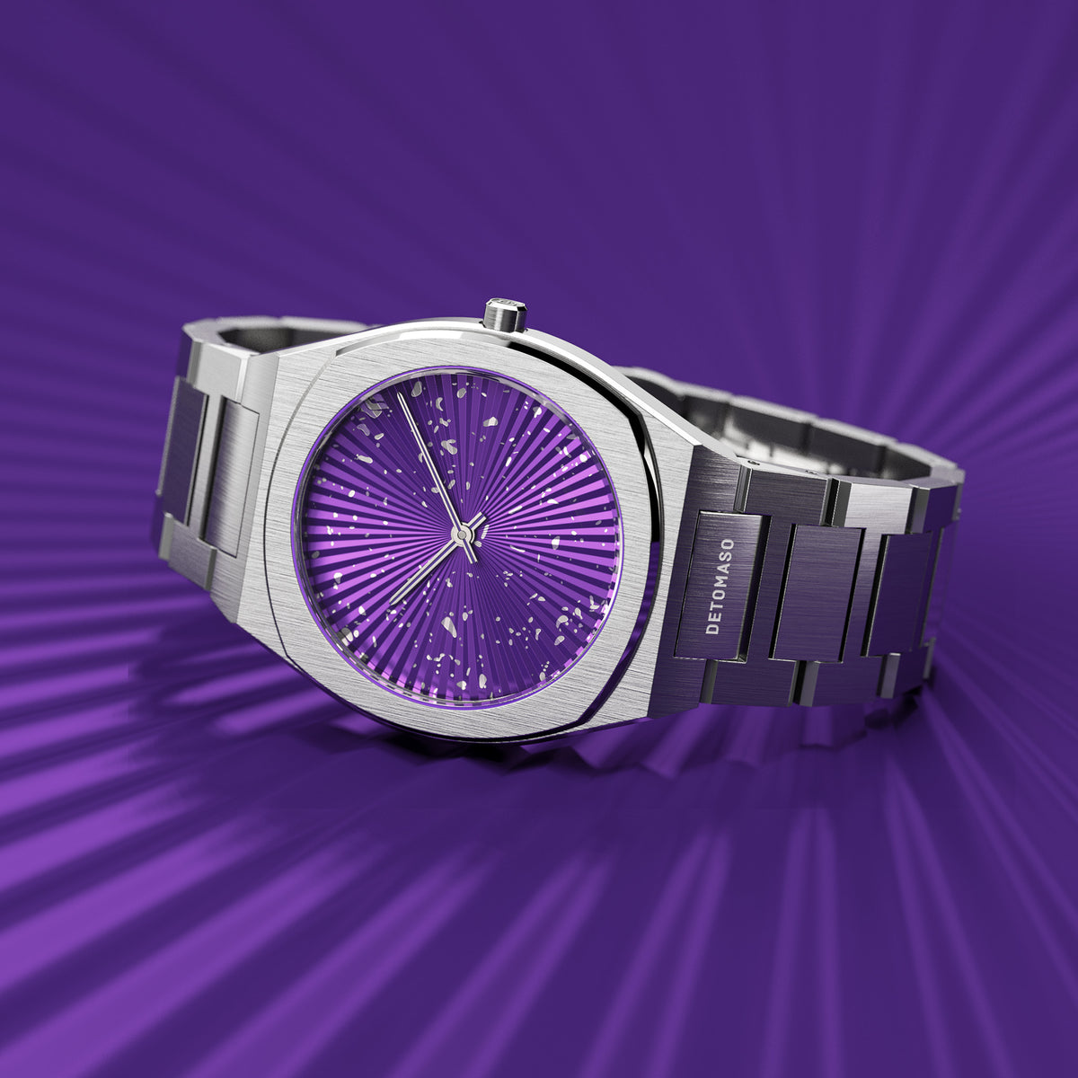 VOLTRE PURPLE BURST Stainless steel Silver Matte Brushed – DETOMASO ...